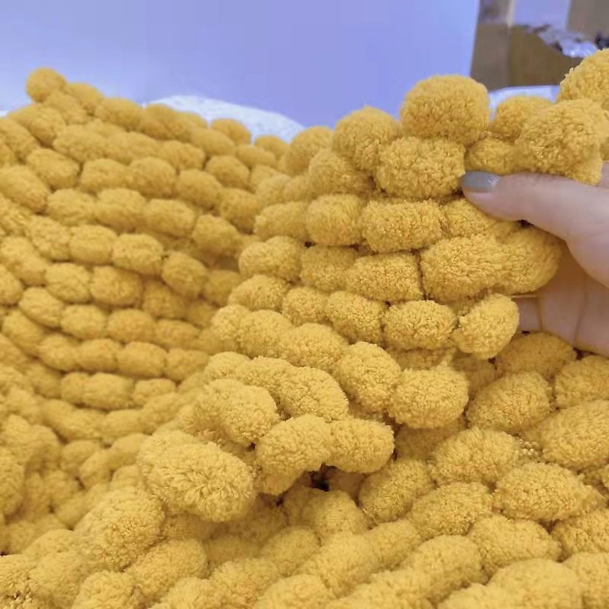 DIY Soft Thick Yarn Fluffy Colorful Pompom Thread Thick Ball Yarn for Knitting Crochet Blanket Carpet Cushion Mats