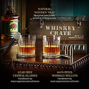 Bullet Whiskey Stones Gift Set by Royal Reserve | Artisan Crafted Chilling Rocks Scotch Bourbon Glasses and Coasters – Gift for Ranger Police Hunter Guy Men Dad Boyfriend Anniversary or Retirement