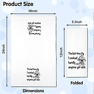 RZHV The Last Time I Cooked Hardly Anyone Got Sick Kitchen Towel, Funny Retro Housewife Dish Towel Gift for Women Sisters Friends Mom Aunty Hostess, Housewarming New Home