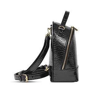 Pixie Mood Cora 9 x 7 Vegan Leather Convertible Backpack, Black Croc