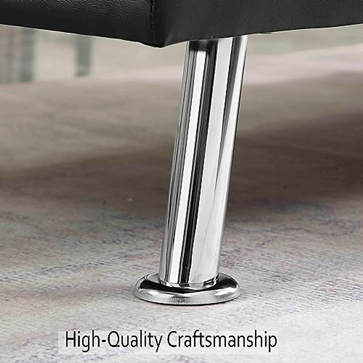 RIDFY 66.5” Modern Futon Sofa Bed with Metal Legs/2 Cupholders, Convertible Folding Upholstered Loveseat, Memory Foam Living Seat with Removable Armrests for Compact Spaces/Apartments/Office (Black)