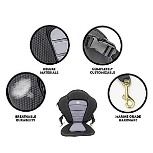 ROC Paddle Boards Detachable Universal Paddleboard Kayak Seat with Adjustable Design and Soft Cushion Back Support for Inflatable SUPs, Kayaks, Canoes, Rowboats, and Fishing Boats