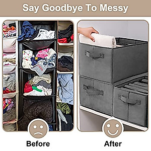 Wanglaism 2 Pcs Wardrobe Clothes Organiser, Foldable Drawer Dividers 7 Grids Wardrobe Storage Organiser for Clothes, T-shirt, Legging, Skirts, Jeans