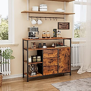 Furnulem Rustic Sideboard Buffet Cabinet with Wide Shelf, 40" Kitchen Cupboard with 3 Drawer, 2 Shelves and Door, Coffee Bar Storage Cabinet for Living Room, Office, Bedroom, Entryway