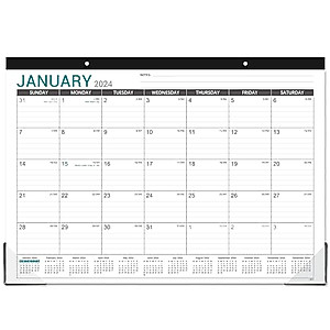 2024 Desk Calendar - Desk Calendar 2024, 17"x12" Desktop Calendar, Jan. 2024 - Dec. 2024, Corner Protectors, Large Ruled Blocks