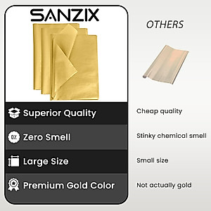 SANZIX 120 Sheets Gold Tissue Paper for Gift Bags 14" x 20" - Metallic Gold Tissue Paper Bulk, Ideal for Gift Wrapping, Craft Projects, Gold Party Decor, and Gold Wedding Decor DIY Artworks Flower Decoration Crafts Birthday Festival