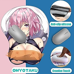 LNIUB Anime Ergonomics 3D Mousepads Comic Girl Mash Kyrielight, Silicon Gel Gaming Mice Mat, Working Wrist Cushion Pad (White)
