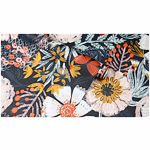 HAOKHOME Boho Peel and Stick Wallpaper Floral Wall Paper Removable for Bedroom Navy/Pink/Orange Contact Paper 17.7in x 9.8ft