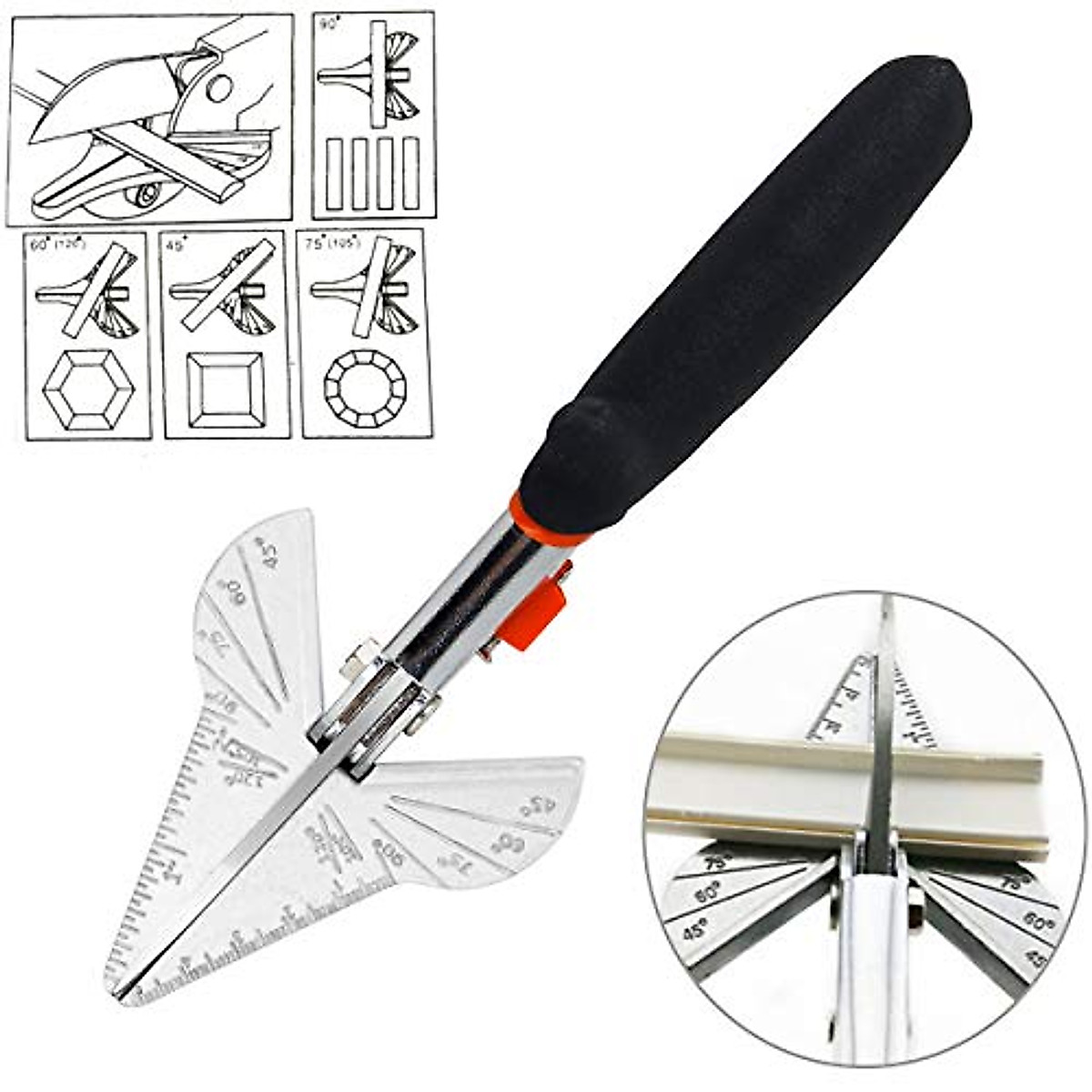 GARTOL Multi Angle Miter Shears Cutter, Multifunctional Trunking Shears For Vinyl Wood Molding Trim, Adjustable at 45 To 120 Degree with Replacement SK5 Blades