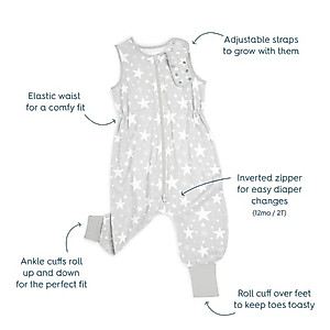 HALO Sleepsack Toddler Sleeping Bag, 100% Cotton Wearable Blanket, TOG 0.5, in The Stars, 2T