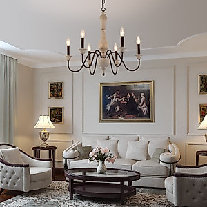 MEIXISUE French Country Chandelier,Farmhouse Vintage Antique Chandelier Pendant Light Fixtures for Kitchen Island Dining Room Living Room Foyer Entryway Office UL Listed