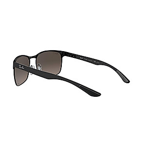 Ray-Ban Men's RB8319CH Chromance Square Sunglasses, Matte Black On Black/Polarized Grey Mirrored Silver, 60 mm