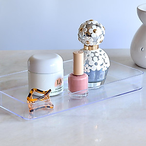 Youngever 3 Pack Plastic Bathroom Trays, Bathroom Counter Trays, Sturdy Vanity Organizer Plates