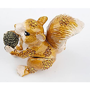 SEVENBEES Hand Painted Squirrel Jewelry Boxes Trinket Box Hinged Squirrel Figurine Gift for Women Girls