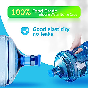 5 Gallon Water Jug Cap Reusable - Water Bottle Caps Fits 55mm Bottles,Silicone Non-Spill Lids for Anti-Splash,Pack of 6