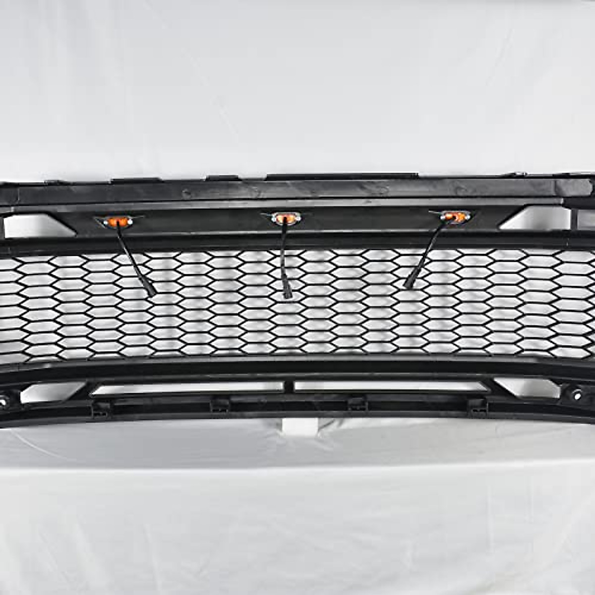 Giveme5 Grill for (2020- 2022) F250 Grill Front Black Grill Aftermarket Grille Replacement Super Duty Accessories Grille Custom Mesh Cover Parrilla with Amber Lights Letters Insert Part