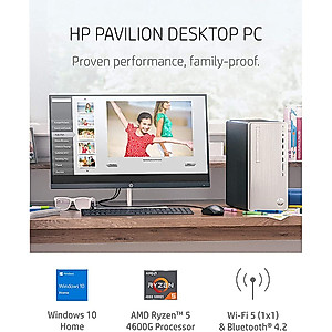 HP Pavilion Desktop PC,AMD Ryzen 5 4600G Processor 6-core Wite Radeon Graphics,12GB DDR4-3200 SDRAM,512GB HD-Windows 10 Home,Multi-Display Capable,5.1 Surround Sound(TP01-1337c),with 5-feet HDMI