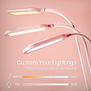 AXX Pink Desk Lamp for Kids, Cute Study Table Light for Bedrooms, Kawaii, USB Charging Port, Small, LED, 650LM, Room College Dorm Essentials, Office Accessories for Women Teen Girls