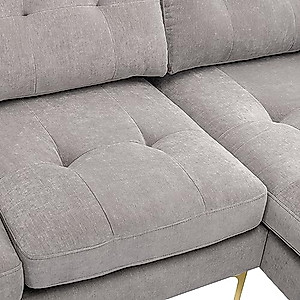 U-Shaped Sectional Sofa w/Reversible Chaise and Movable Ottoman, 110"W 5-Seater Convertible Corner Couch Modern Design Comfy Sofa & Couch with Side Pockets and Nail Head for Home Office Apartment