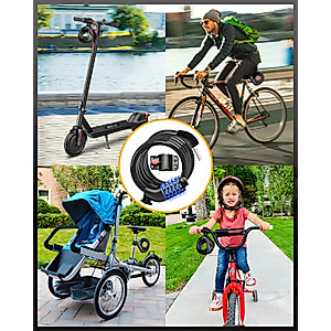 MULTIJOY Combination Lock, Black, Keyless, Resettable, 4 Feet Length, 1/2"Diameter, Waterproof Design