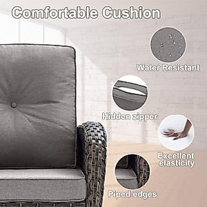 Belord Patio Wicker Chairs Swivel Rocker - Outdoor Swivel Rocking Chairs Set of 2 with Rattan Side Table, Patio Swivel Glider Chair 3 Piece Patio Furniture Sets for Patio Porch Pool Brown/Grey