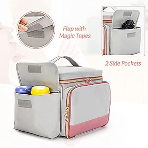 Damero Breast Pump Bag Compatible with Spectra S1 and S2, Pumping Cooler Bag for Bottles and Breast Parts, Fits for Home or Travel Use, Light-Gray Pink