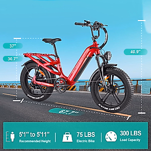 FREESKY Rocky 2025 Electric Bike for Adults 1200W Motor,90/105mile Range, 28+MPH Cargo Ebike with 48V 20/25Ah Samsung Battery Cell, 20x4 Fat Tires & Full Suspension Step-Through for Men/Women