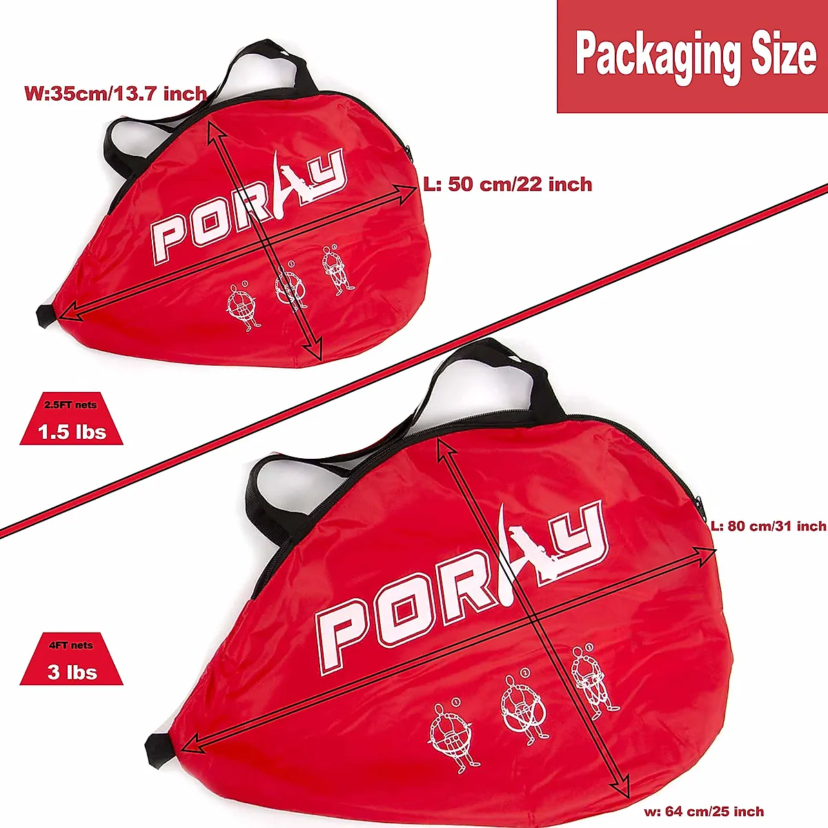 porayhut Pop up Soccer Net Soccer Goal for Kid Easy-up,Set of 2,Portable 210D Oxford with 8 Field Marker Cones & Extra Stakes,Fun for Backyard and Soccer Training Net