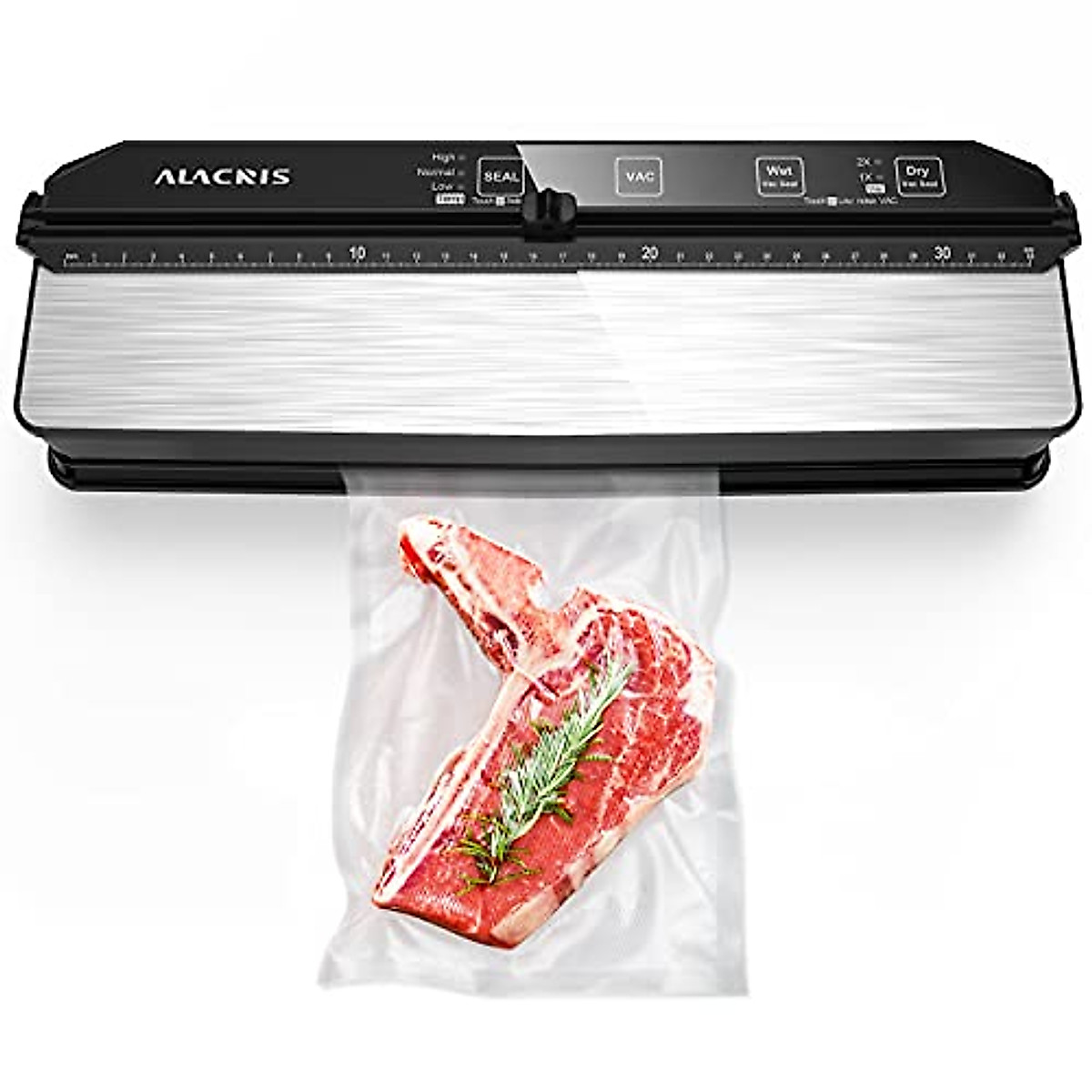 ALACRIS Vacuum Sealer Machine, 5 in 1 Automatic Food Saver with Detachable Cutter, 7mm Sealing Strip & Dual Pumps, Compact and Easy to Clean for Food Preservation (with 15 sealer bags)