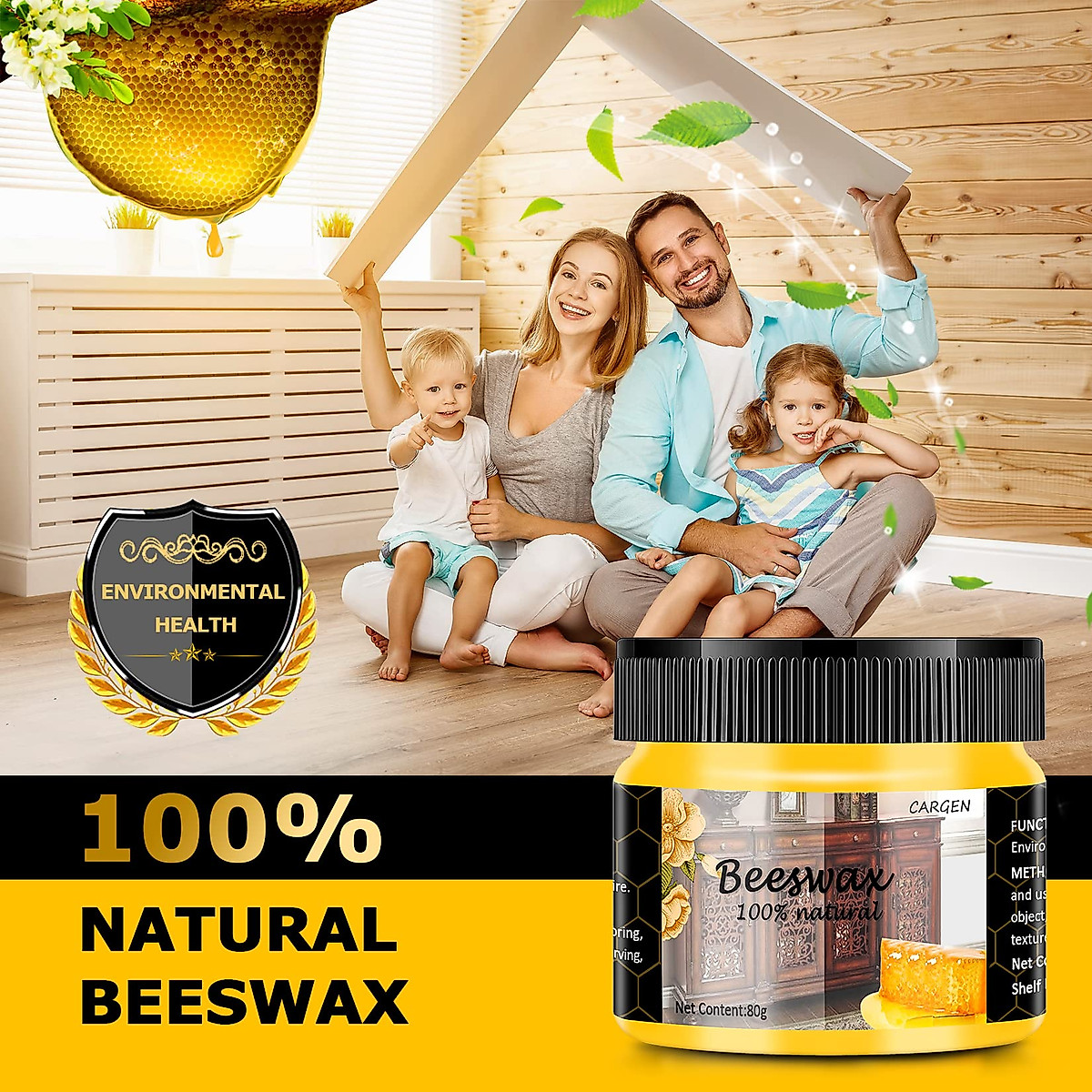 CARGEN Beeswax Furniture Polish, Wood Seasoning Beeswax for Furniture Wood Wax for Dining Table Floor Doors Chairs Cabinets to Protect and Care 2pcs Beeswax Polish