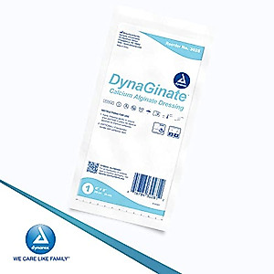 Dynarex DynaGinate Calcium Alginate Wound Dressing - Sterile, Non-Stick Topical Wound Pads - Absorbent Gel Patches For Moderate To High Exuding Cuts - 4"x 8", Box of 5