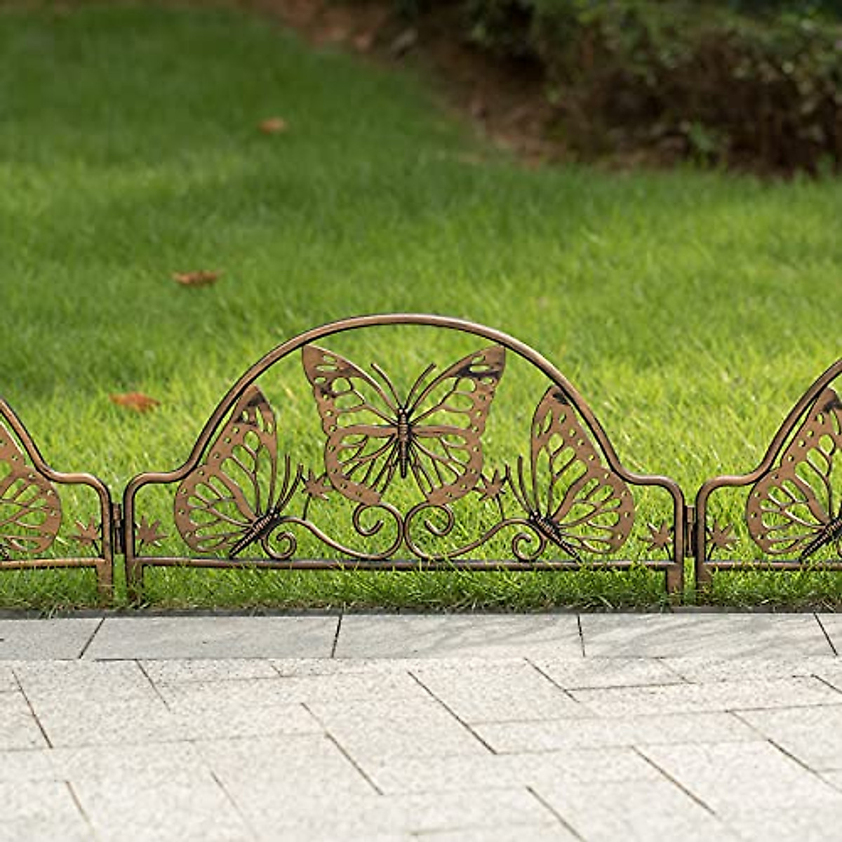 Gardenised QI004110.6 Decorative Butterfly Design Fence Garden Edging Landscape Border Path Panel, Pack of 6, Bronze