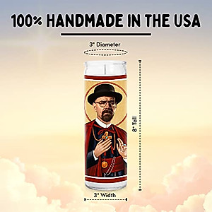 Bryan Cranston Celebrity Prayer Candle - Walter Funny White Saint Candle - 8 inch Glass Prayer Votive - 100% Handmade in USA - Funny Celeb Novelty Breaking Actor Bad TV Show Movie Gift