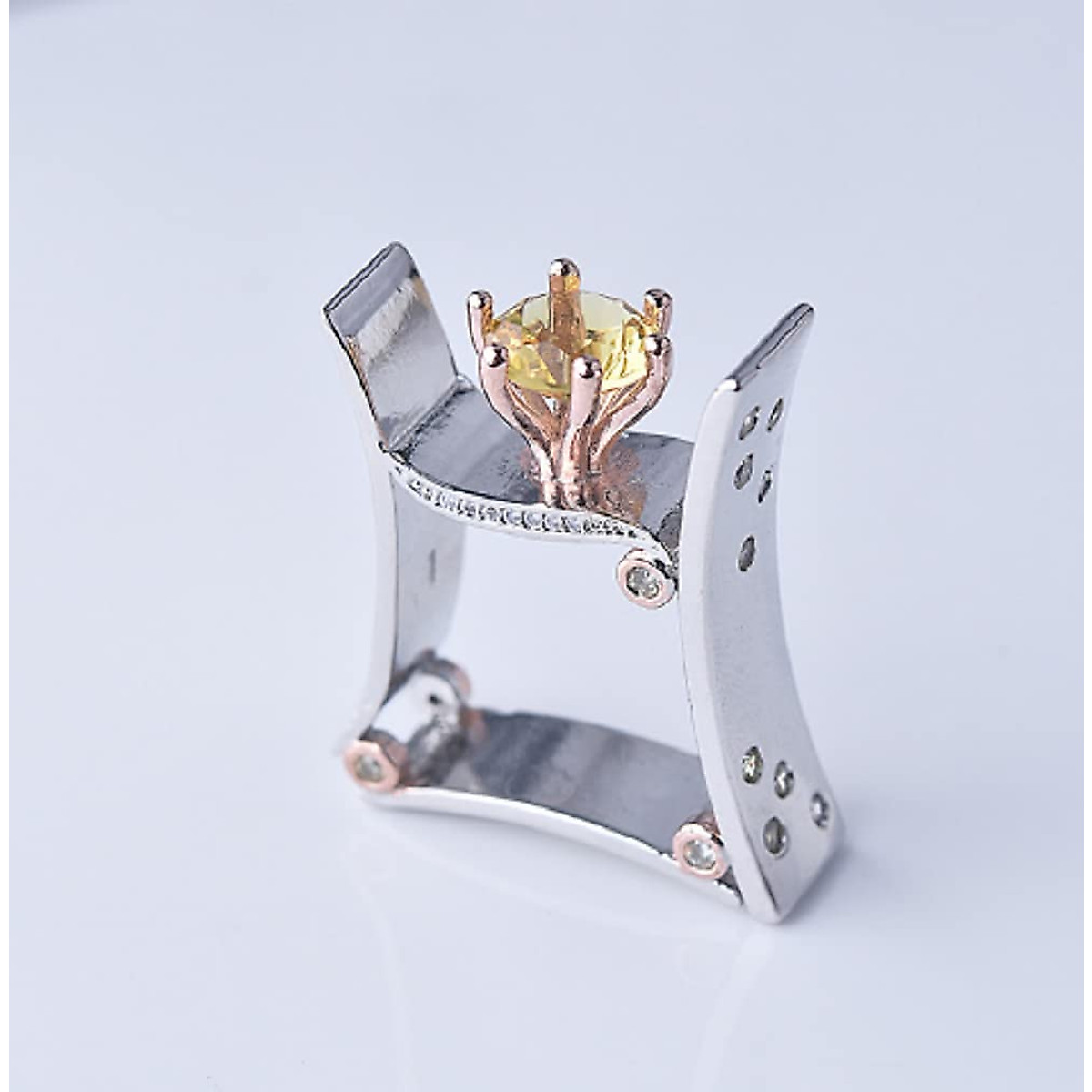 HUKQBUNX 925 Sterling Silver Two-Color Topaz Colorful Topaz Women's Fashion Ring Square Crystal Zircon Women's Fashion Diamond Wedding Engagement Ring Size 6-10 (Size 10)