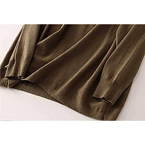 Ailaile Sweaters Womens V-Neck Long Sleeves Loose Pullover Ladies Sexy Merino Wool Tops Dark Camel