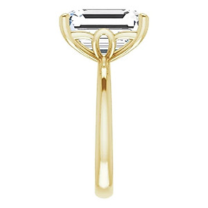 10K Solid Yellow Gold Handmade Engagement Ring, 5 CT Emerald Cut Moissanite Diamond Solitaire Wedding/Bridal Rings for Women/Her, Minimalist Anniversary Ring Gifts (4)