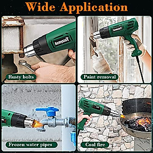 Heat Gun, 1800W Heavy Duty Hot Air Gun Kit Dual Temperature Settings 572℉~932℉ (300℃-500℃), Durable&Overload Protection, with 4 Nozzles for Crafts, Shrink Wrapping/Tubing, Paint Removing, Epoxy Resin