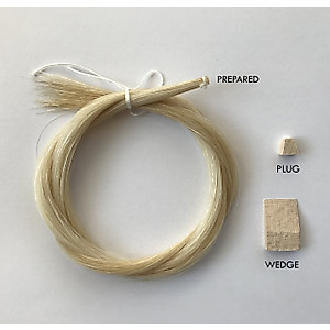 MI&VI Premium Quality Mongolian Horse Hair for Violin, Viola Bows - Unbleached, White 29.5" (1 Hank, Prepared, Includes Plug and Wedge) (1 Hank)