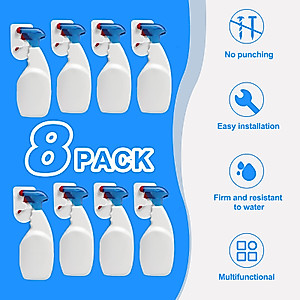 CBYJK Spray Bottle Holder Wall Mount, 8 Pack Adhesive Bottle Holder, Strongly Spray Bottle Organizer, Spray Bottle Hanger for Cabinet, Kitchen, Bathroom