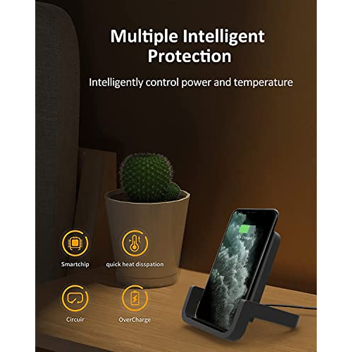 Wireless Charger, BUBEYYIE Fast 10W Charging Stand Compatible with iPhone 14 13 12 11 Pro XR XS X 8 Plus Samsung Galaxy S22 S22 S20 S10 Note 20 10 Google LG and Other Cell Phones (Black)