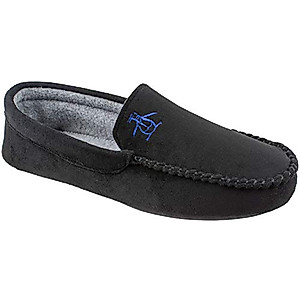 Original Penguin Mens Slippers, Microsuede Venetian Moccasin Slipper, Black Plaid, Men's Size 8