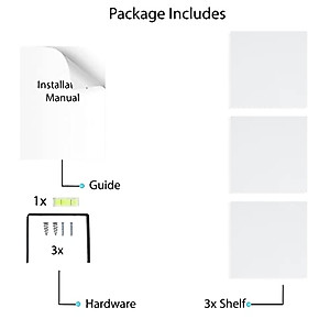 brightmaison Modern Display Ledge Floating Shelf Décor Set of 3 White Shelves Each 4 x 5 inch with Concealed Metal Bracket for Stable Wall Mount