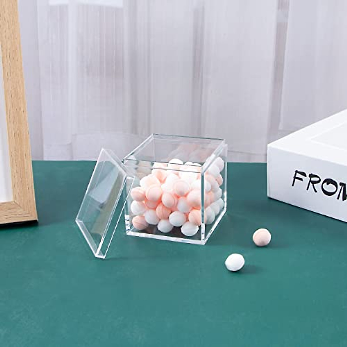 Ganydet 6 Packs Clear Acrylic Plastic Box, Small Plastic Cubes with Lids, Small Square Plastic Containers 2.1''×2.1''×2.2'', Plastic Square Boxes for Candy, Pill and Jewelry