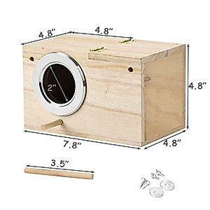 ZYYRT Bird Breeding Box Parakeet Nest Box Budgie Cage Wood House for Parrot, Lovebirds, Parrotlets Mating Box(7.8”x4.8”x4.8”)