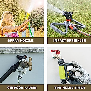 LIULO TOOL Garden Hose Repair Kit, 3 Sets Aluminum Alloy Garden Hose End Mender Kit, Male and Female Garden Water Hose Repair Connector Fittings, Fit 5/8" and 3/4" Garden Hose Connector