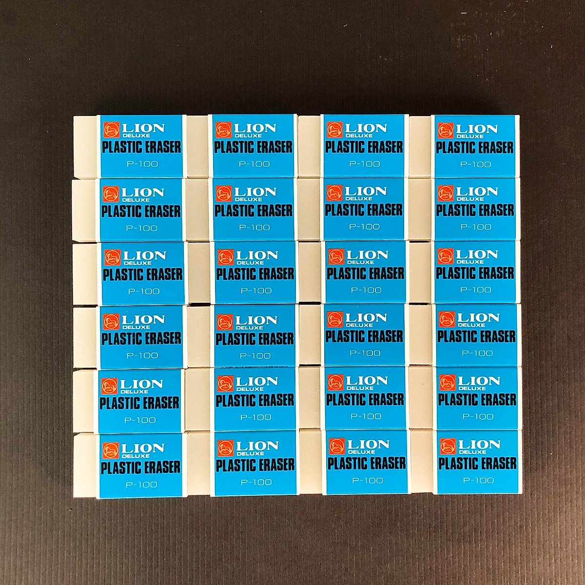 LION Translucent White Plastic Erasers, 24 EA/Box, 1 Box (P-100)