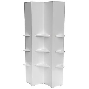 Room Divider 4 Panel with Shelves -by NVP Products- Easy to Assemble Corrugated Cardboard Dorm Room Divider, Privacy Wall with Shelves That can Become Your Zoom Background, White Brown (CRD-WS)