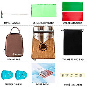Kalimba Thumb Piano 17 Keys RANMING Mbira Finger Piano Kalimba Gifts for Adults Kids Beginners With Portable Handbag and Tune Hammer Thumb Pianos Finger Harp (Mahogany-Pickup)