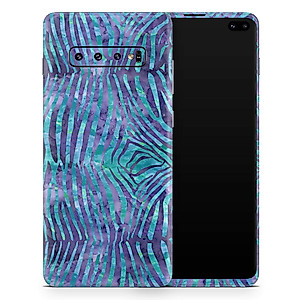 DesignSkinz Blue and Purple Watercolor Zebra Pattern Protective Vinyl Decal Wrap Skin Cover Compatible with The Samsung Galaxy S20 (Screen Trim & Back Glass Skin)