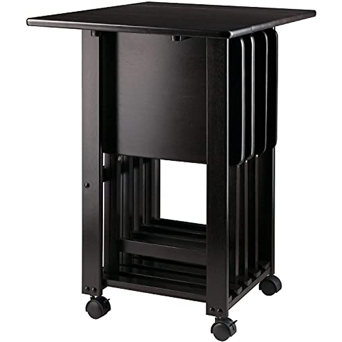 Oakestry Sophia 5pc Snack Tray Set Compact Design for Enhancing The Aesthetics, Small Living Spaces,Built-in Handles,Coffee Finish, 23.39" D X 28.19" W X 33.94" H